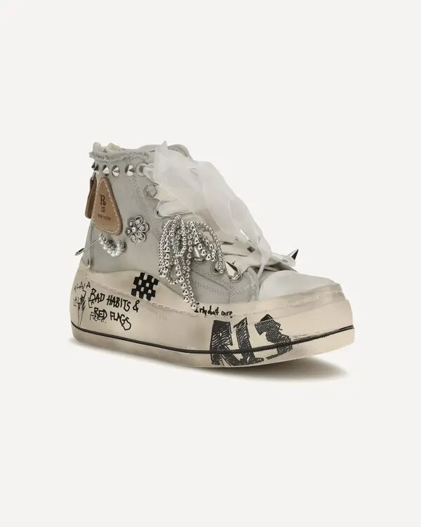 R13 High Top Platform Sneakers With Embellishments