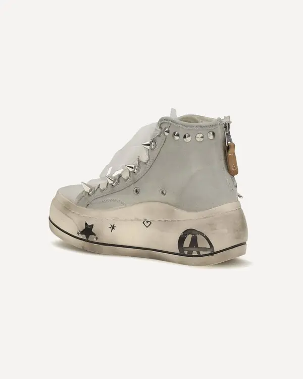 R13 High Top Platform Sneakers With Embellishments