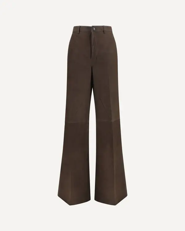 Rick Owens Wide-leg Suede Trousers - Brown