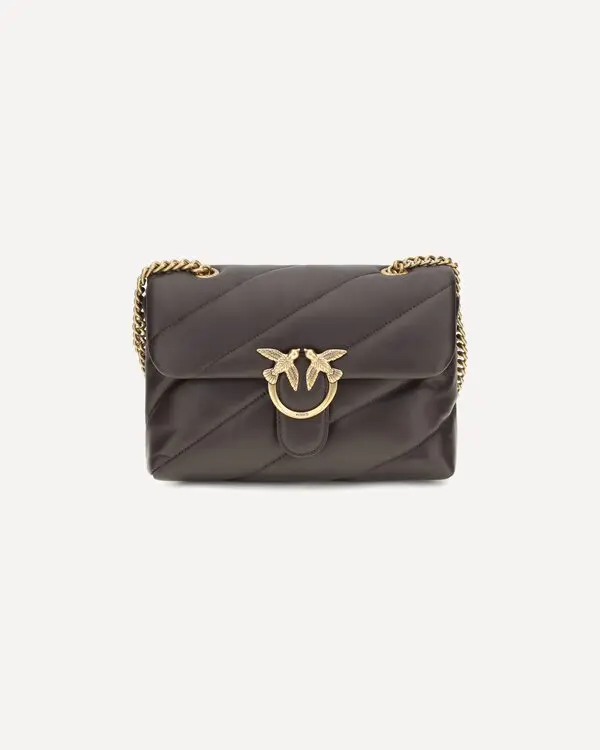 Pinko Love Classic Quilted Leather Shoulder Bag With Chain Strap - Brown