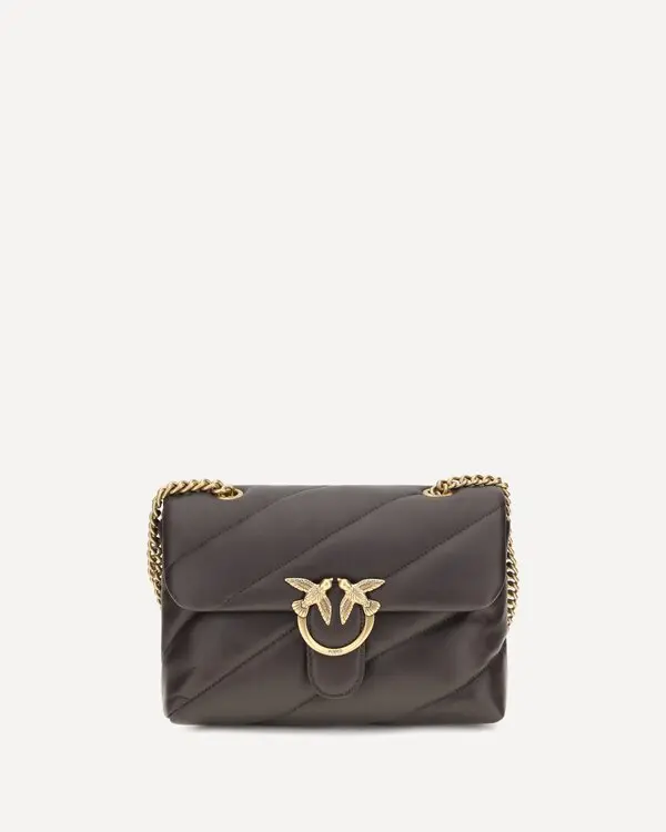 Pinko Love Classic Quilted Leather Shoulder Bag With Chain Strap - Brown