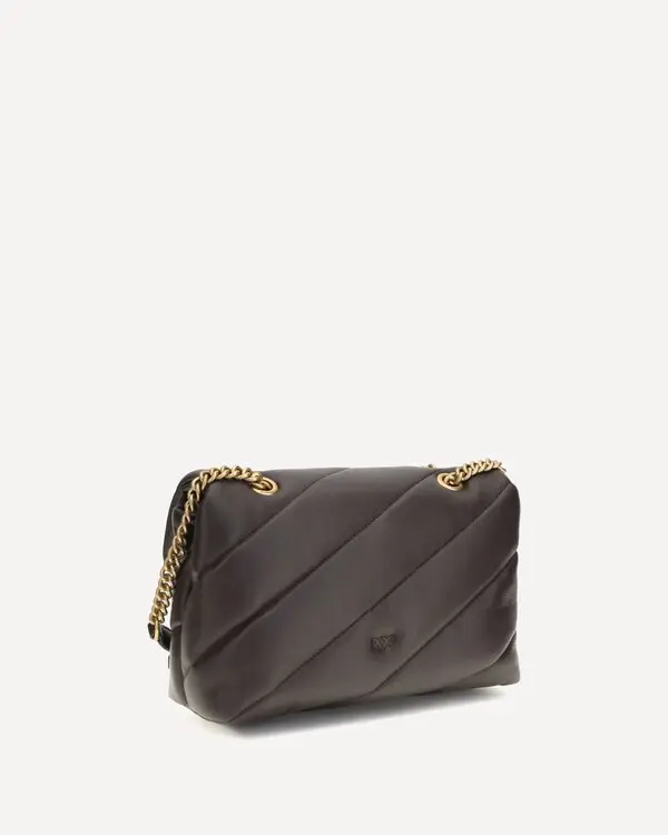 Pinko Love Classic Quilted Leather Shoulder Bag With Chain Strap