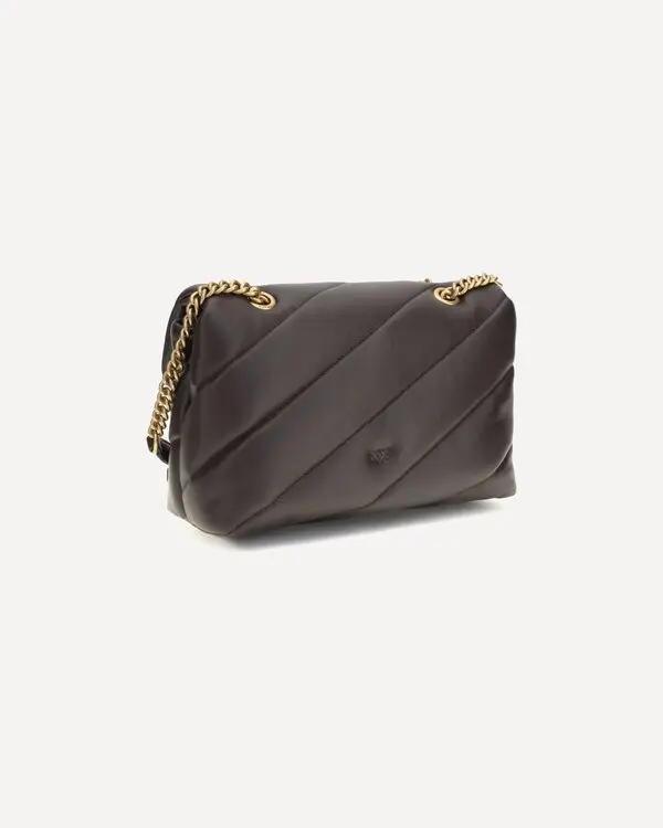 Pinko Love Classic Quilted Leather Shoulder Bag With Chain Strap