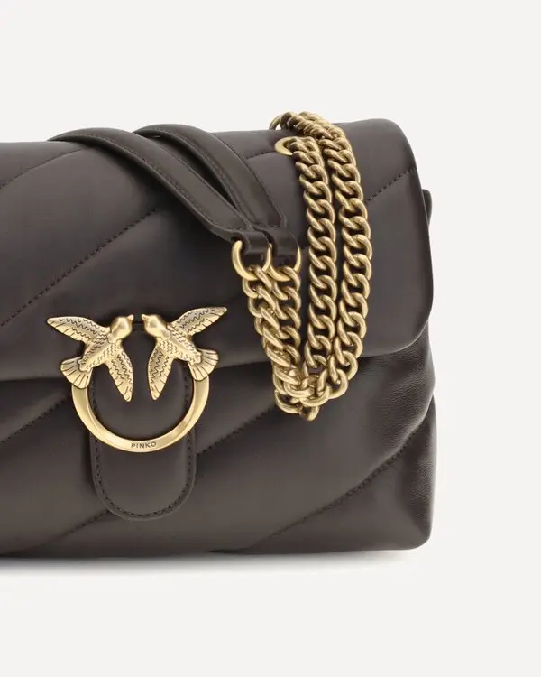Pinko Love Classic Quilted Leather Shoulder Bag With Chain Strap