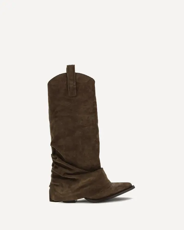 R13 Suede Knee-high Cowboy Boots - Brown