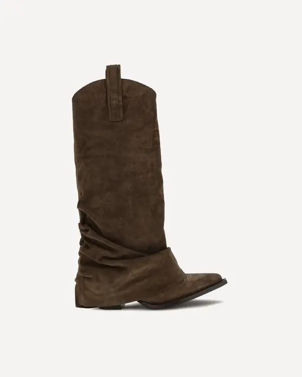 R13 Suede Knee-high Cowboy Boots