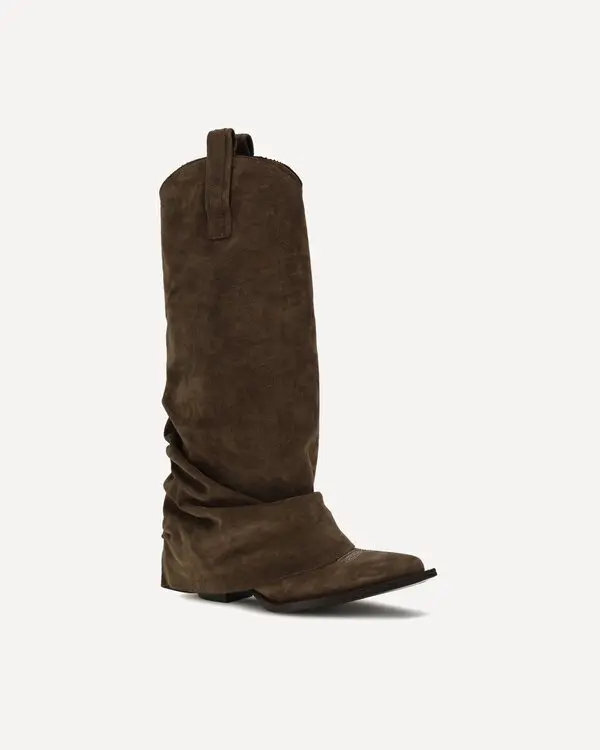 R13 Suede Knee-high Cowboy Boots