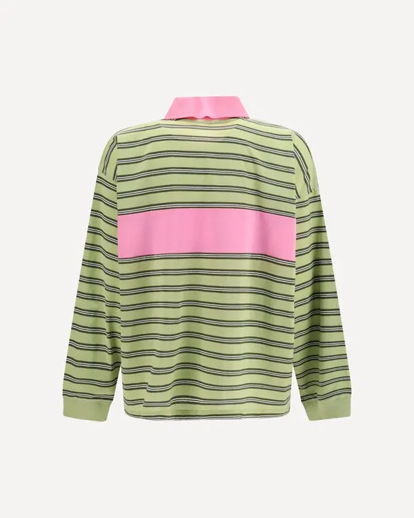 Versace Striped Intarsia Cotton Polo With Embroidered Logo
