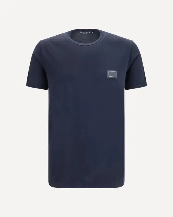 Dolce & Gabbana Cotton T-shirt With Logo Plaque - Black
