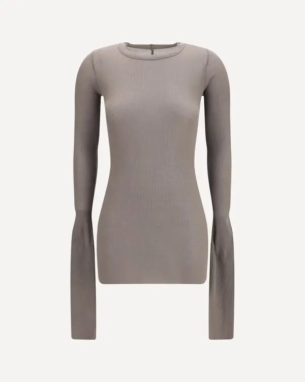 Rick Owens Long-sleeve Ribbed Knit Top - Grey