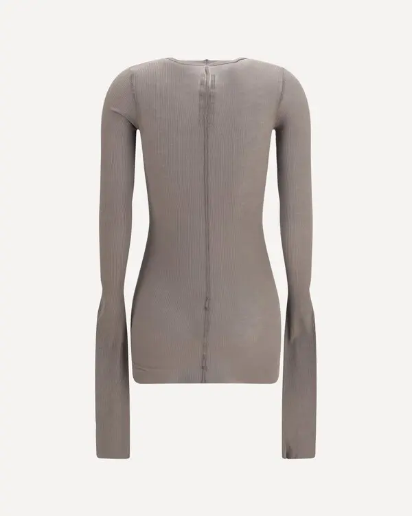 Rick Owens Long-sleeve Ribbed Knit Top - Grey