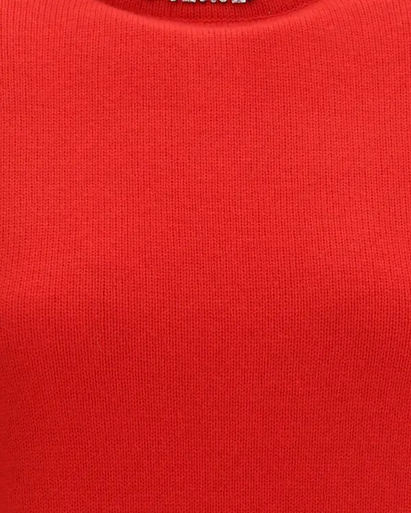 Pinko Berlino Wool Sweater With Embellished Neckline - Red