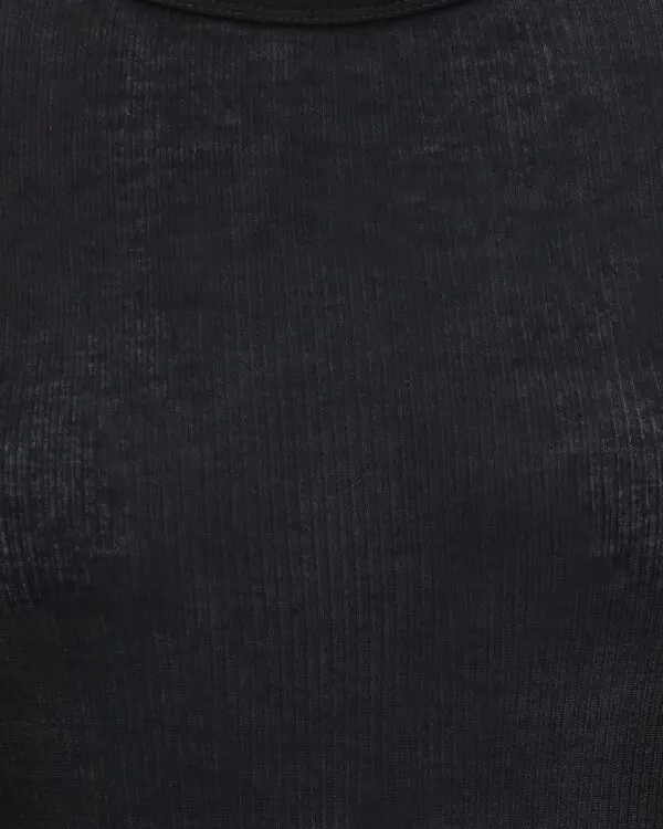 Rick Owens Ribbed Knit Long Sleeve Top - Black