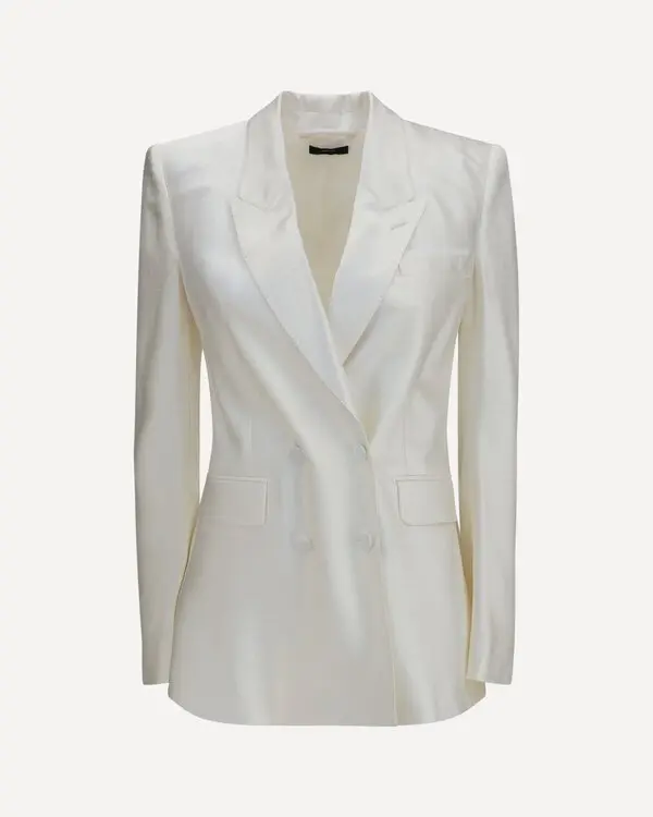 TOM FORD Polka Dot Satin Double-breasted Blazer - Cream