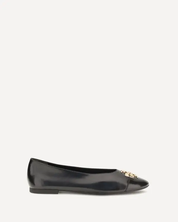 Tory Burch Charlie Leather Ballerinas - Black