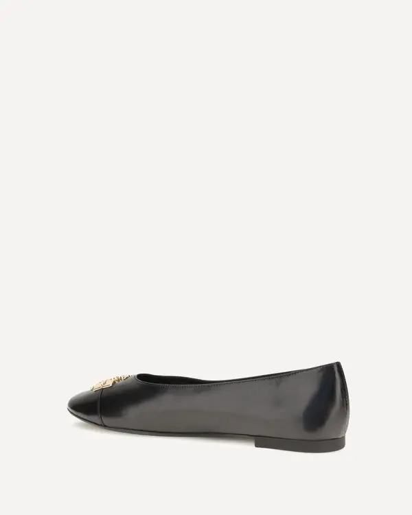 Tory Burch Charlie Leather Ballerinas - Black