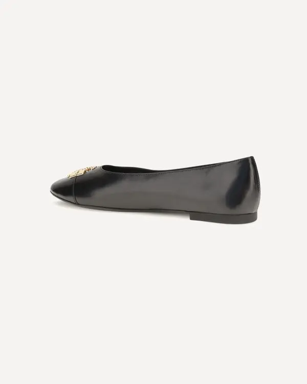 Tory Burch Charlie Leather Ballerinas - Black