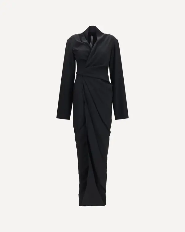 Rick Owens Wrap Draped Maxi Dress - Black