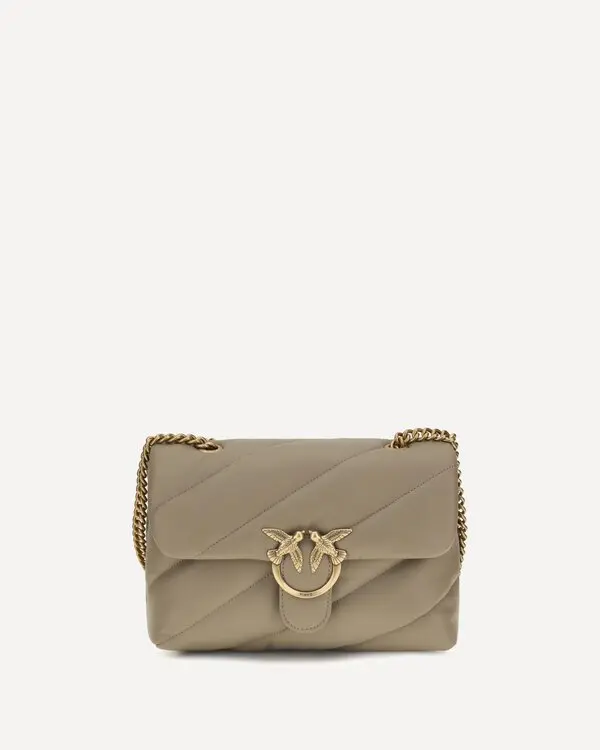 Pinko Love Classic Leather Shoulder Bag - Grey