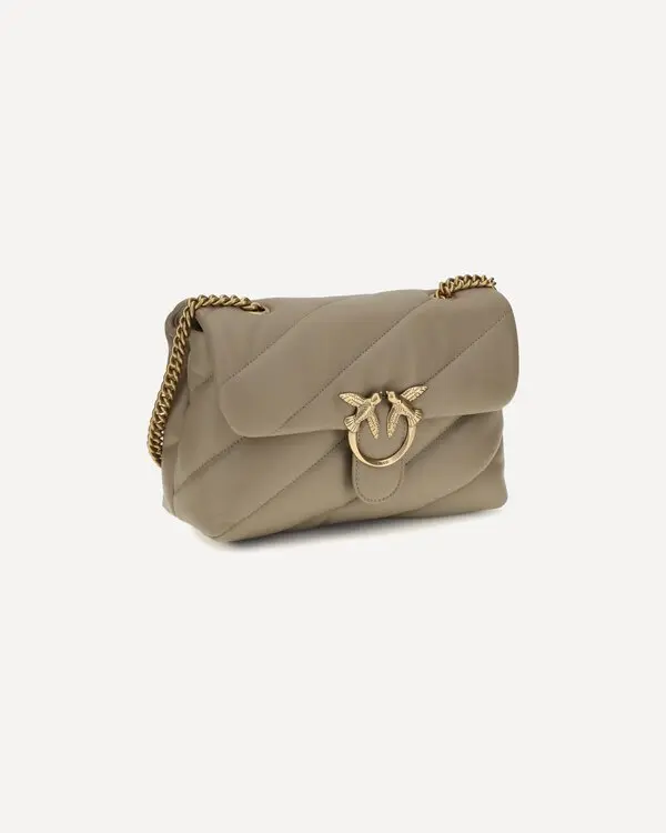 Pinko Love Classic Leather Shoulder Bag - Grey