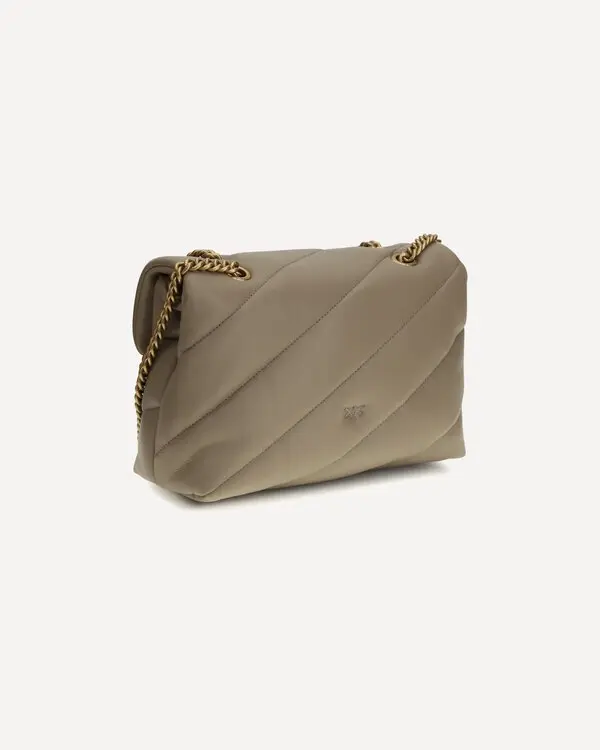 Pinko Love Classic Leather Shoulder Bag - Grey