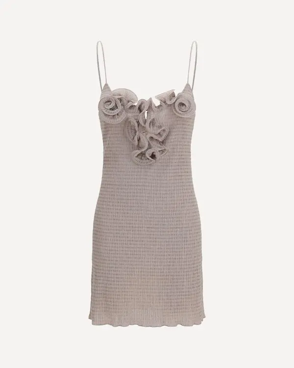 Magda Butrym Crêpe Mini Dress With Floral Appliqués - Beige