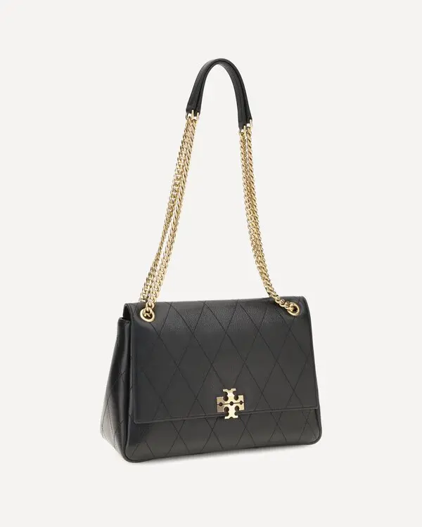 Tory Burch Charlie Shoulder Bag In Grained Leather - Black