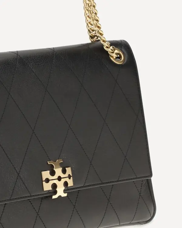 Tory Burch Charlie Shoulder Bag In Grained Leather - Black