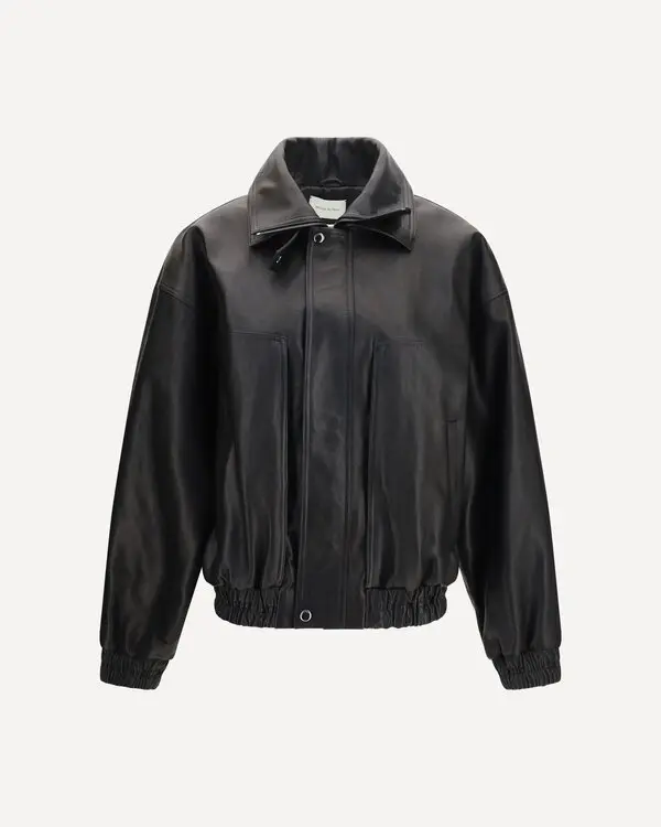 Magda Butrym Leather Jacket With High Collar