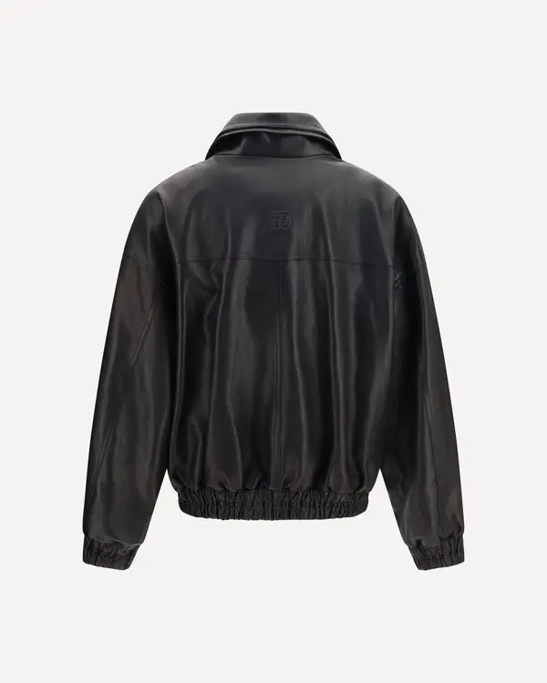 Magda Butrym Leather Jacket With High Collar