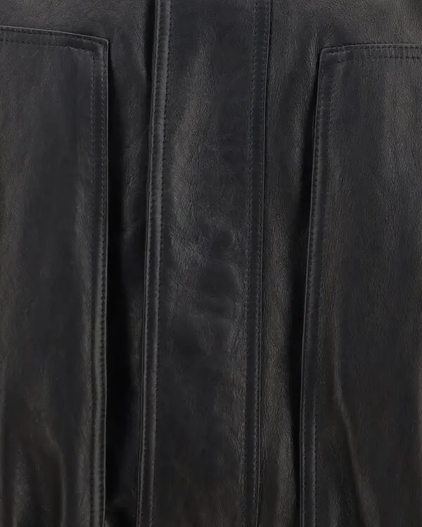 Magda Butrym Leather Jacket With High Collar