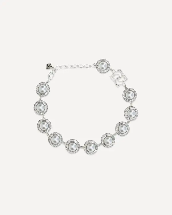 Magda Butrym Pearl And Crystal Chain Necklace - Silver