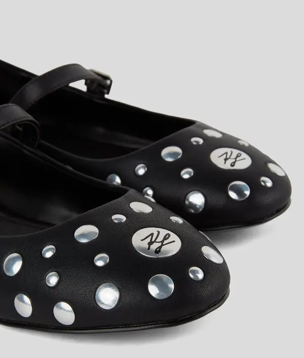 Karl Lagerfeld Karo Mirror Studs Ballet Flats