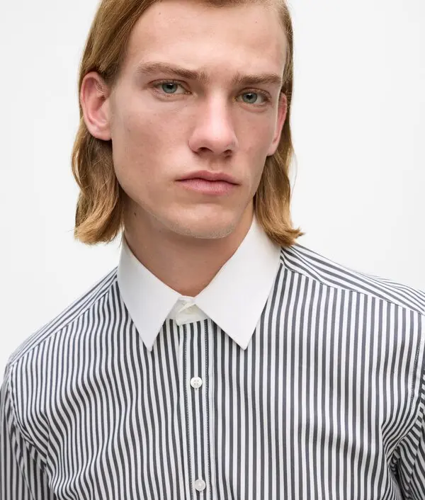 Karl Lagerfeld Contrast Collar Striped Shirt