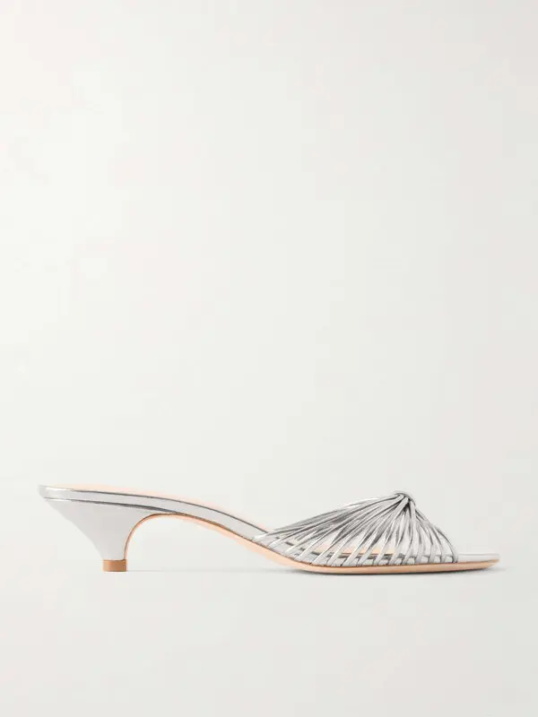 LOEFFLER RANDALL Dixie 40 Metallic-leather Mules - Silver