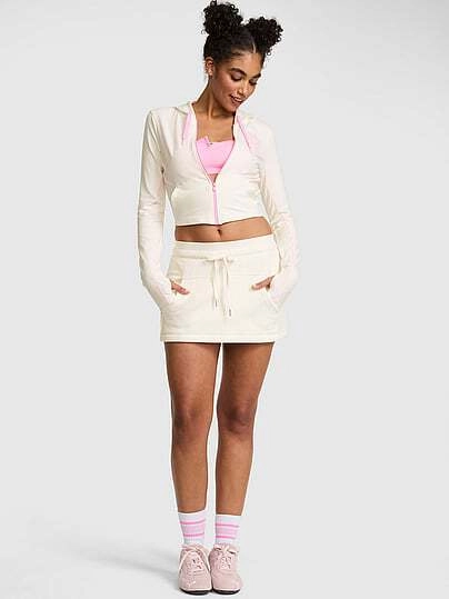 Pink Campus Fleece™ Front-pocket Skort - Grey