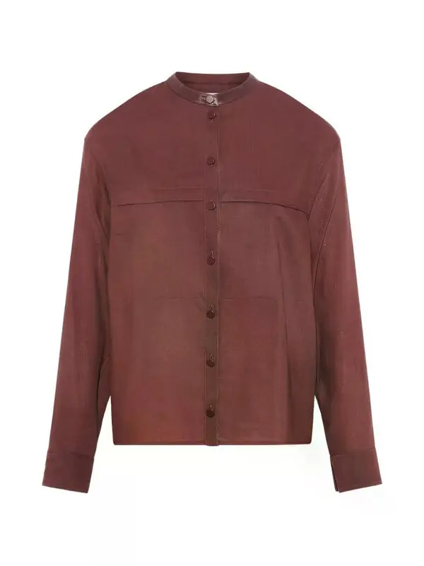 YVES SALOMON Leather-trimmed Wool Shirt