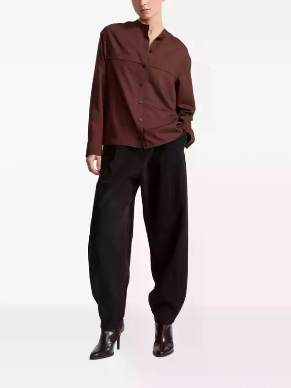 YVES SALOMON Leather-trimmed Wool Shirt