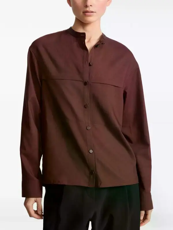 YVES SALOMON Leather-trimmed Wool Shirt