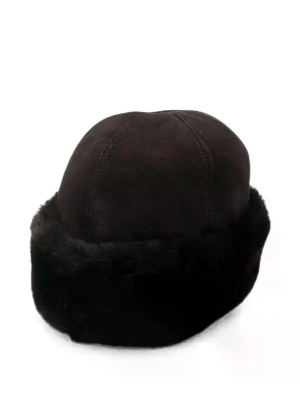 LISKA Shearling Trimmed Suede Hat - Brown