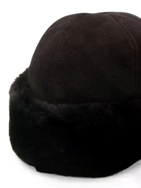 LISKA Shearling Trimmed Suede Hat