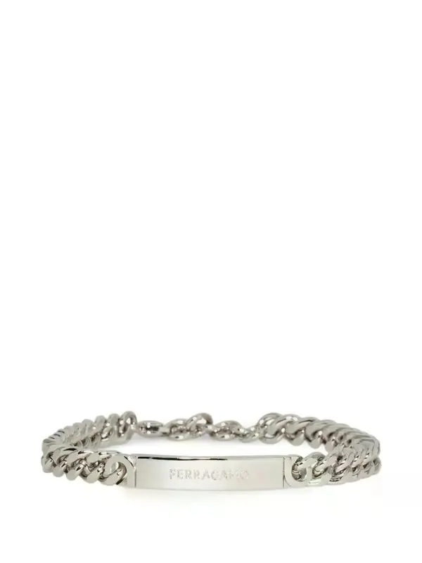 FERRAGAMO Tone Chain Bracelet With Plate - Silver