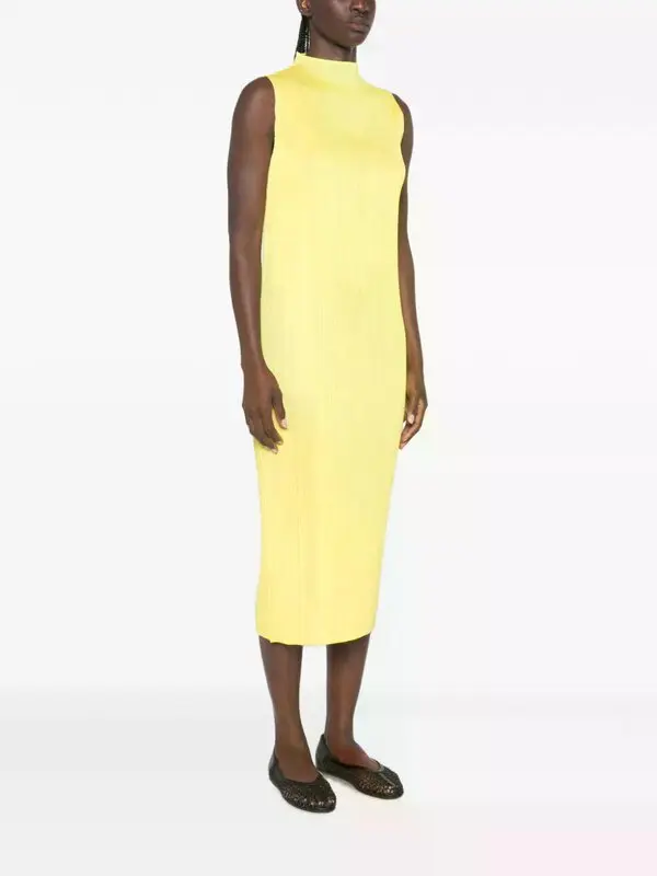 Issey Miyake Sleeveless High Neck Midi Dress