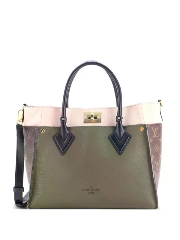 LOUIS VUITTON On My Side Leather With Monogram Canvas Mm Tote Bag - Green