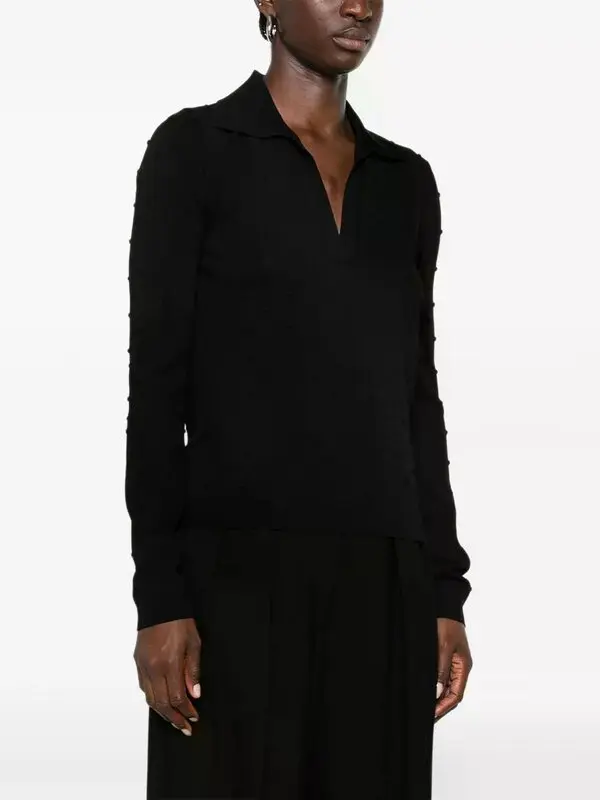 Max Mara Bobble-knit V-neck Polo Sweater