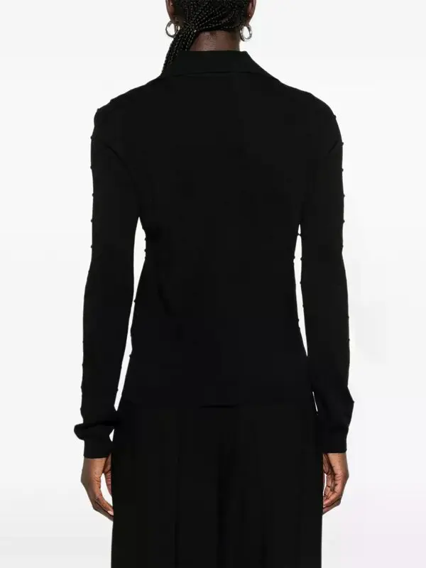 Max Mara Bobble-knit V-neck Polo Sweater