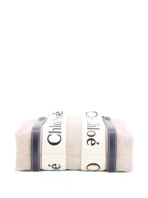 Chloé Woody Canvas With Leather Small Tote Bag - Blue