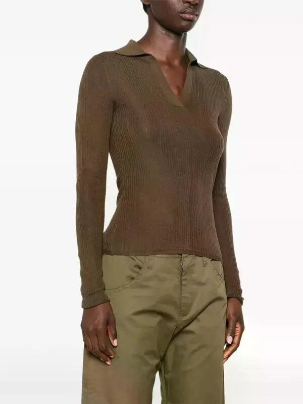 Max Mara Ribbed Knit Polo Sweater
