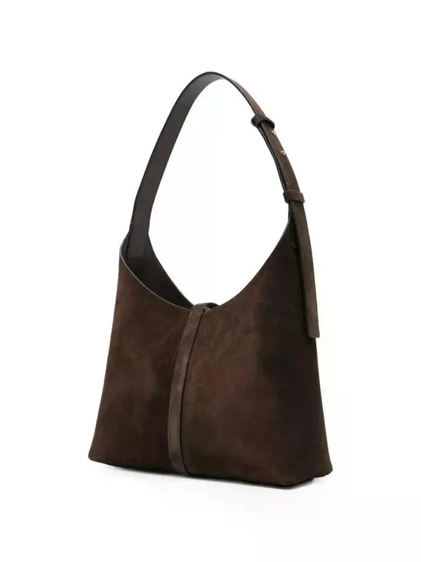 Strathberry Bar Detail Suede Shoulder Bag - Brown