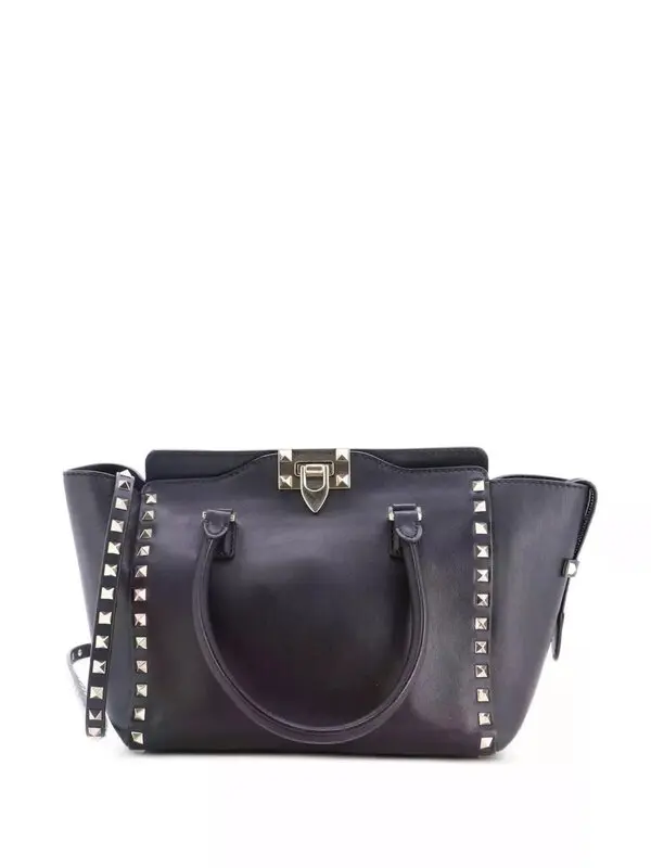 Valentino Garavani Rockstud Rigid Leather Small Tote Bag - Black